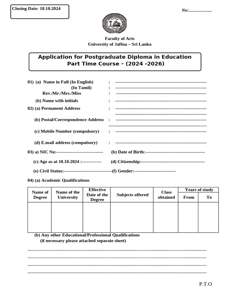 Application-PGDE-Part-time-2024-2026 | PDF | Academic Degree ...