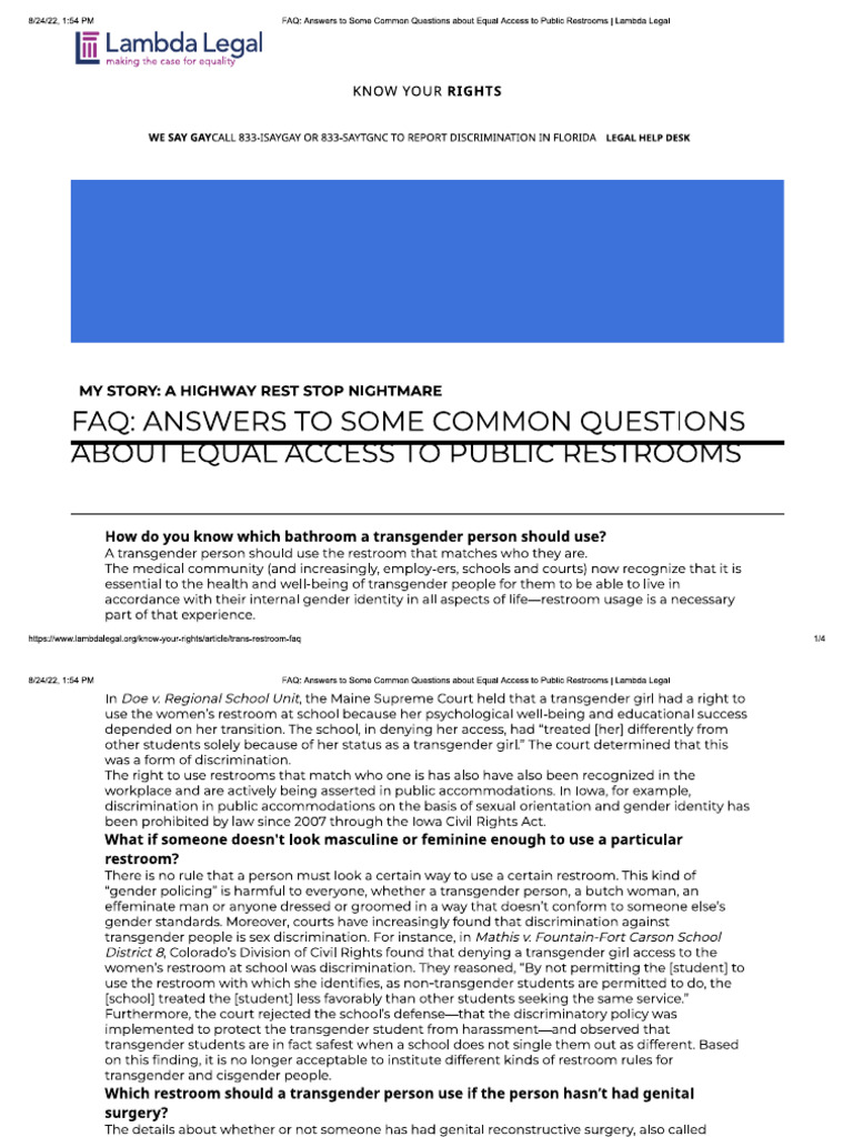 FAQ Equal Access Public Restrooms | PDF