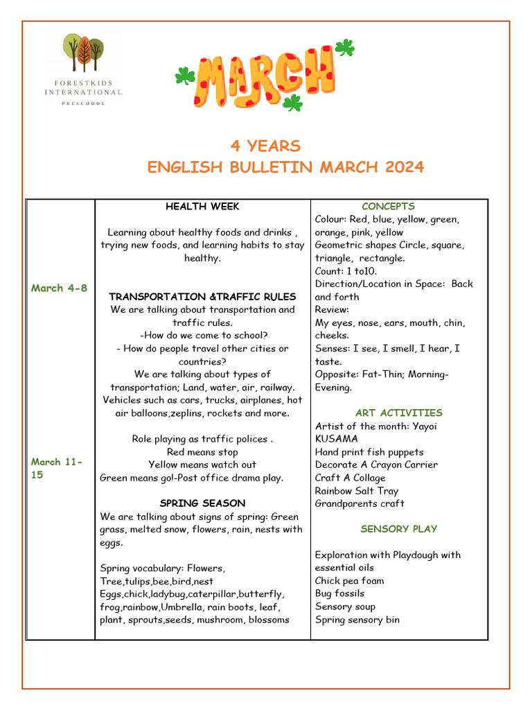 March. 2024 4 Years Bulletin | PDF