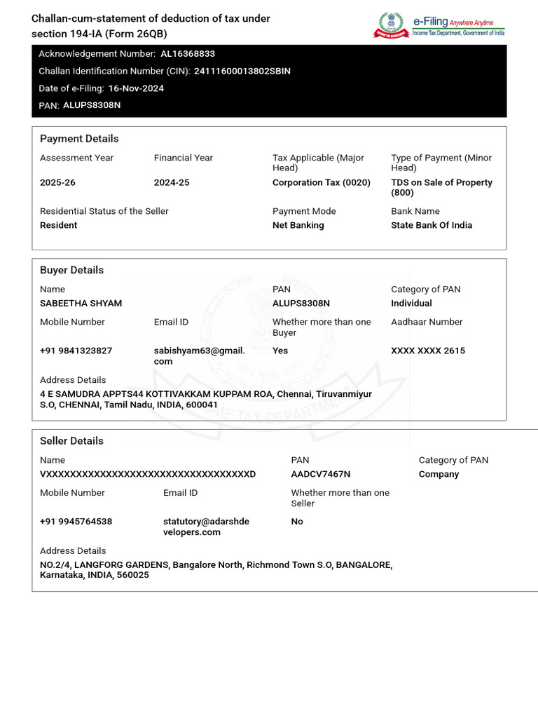 Download Form 26QB Challan Guide | PDF | Economies | Government Finances