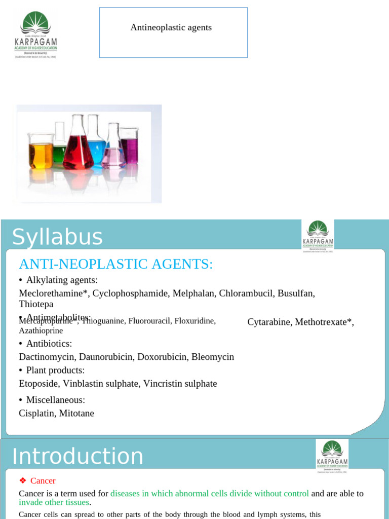 Antineoplastic Agents | PDF | Chemotherapy | Cancer
