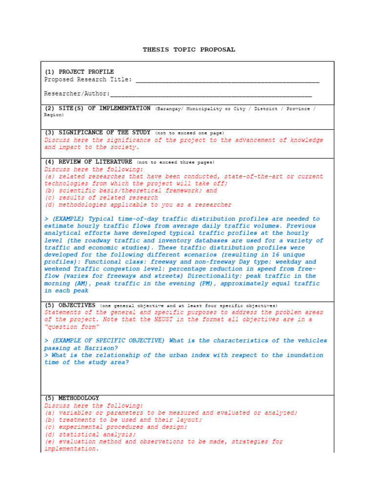 Topic or Title Proposal Format | PDF | Traffic | Methodology