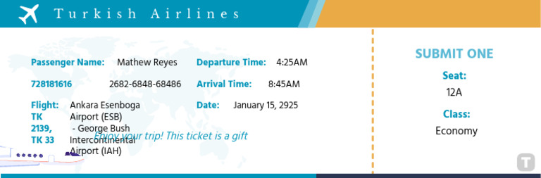 Gift Airline Ticket Template | PDF