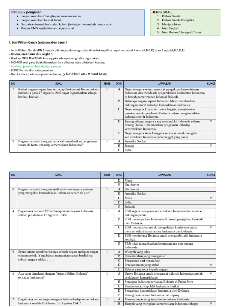 Template Soal SEJARAH 12 GANJIL 2024 | PDF