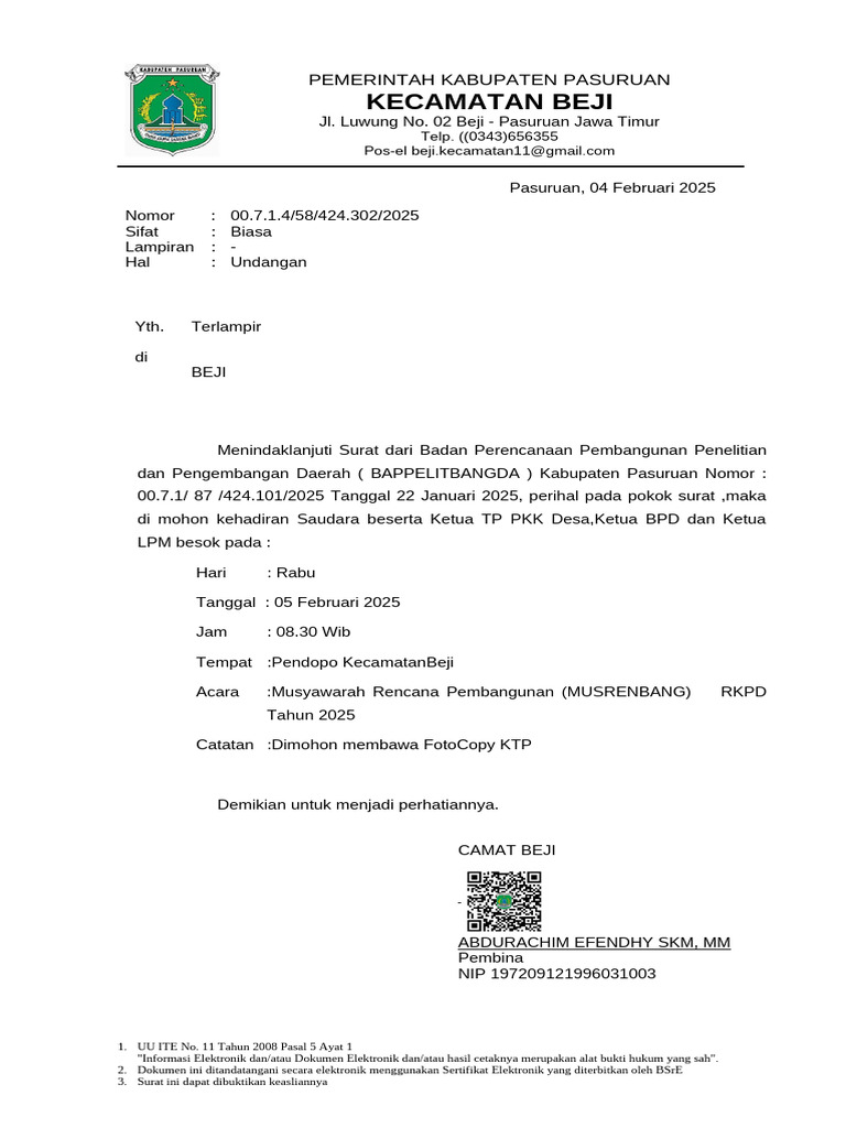 Undangan Musrenbang 2025 Fix | PDF