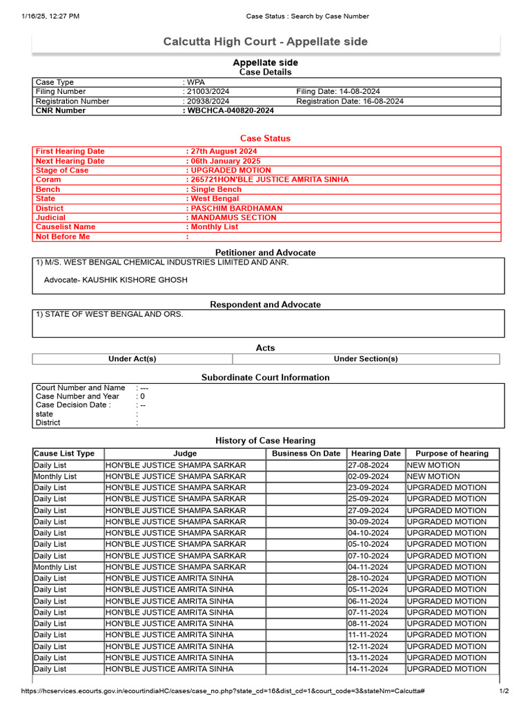 WPA.20938.2024 WBCIL vs State case status | PDF | Government ...