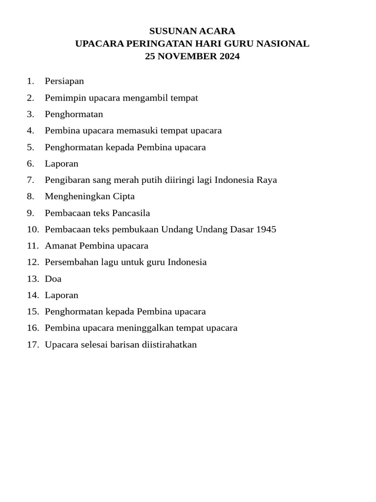 Susunan Acara Dan Doa | PDF