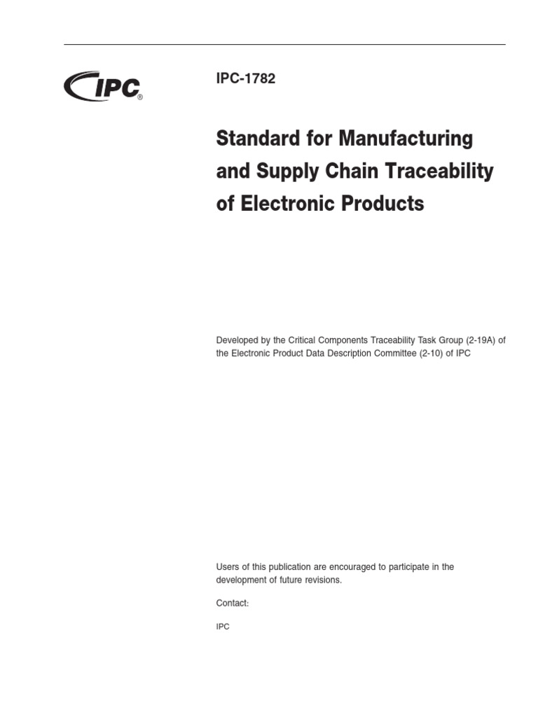 IPC-1782 (1) | PDF | Product (Business) | Supply Chain