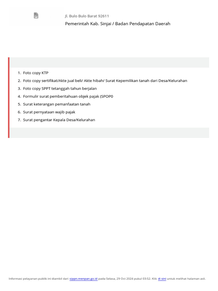 Unduh Standar Pelayanan - Pelayanan Pendaftaran Objek Pajak Baru PBB-P2 ...