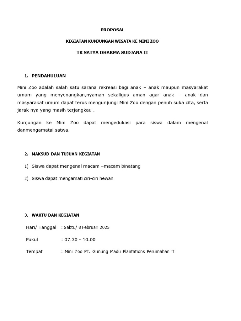 Proposal Mini Zoo | PDF