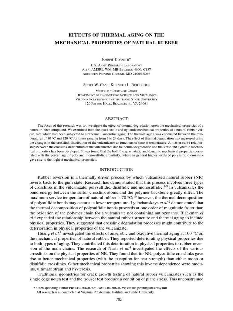 Effectsof Thermal Agingon The Mechanical Propertiesof Natural Rubber ...