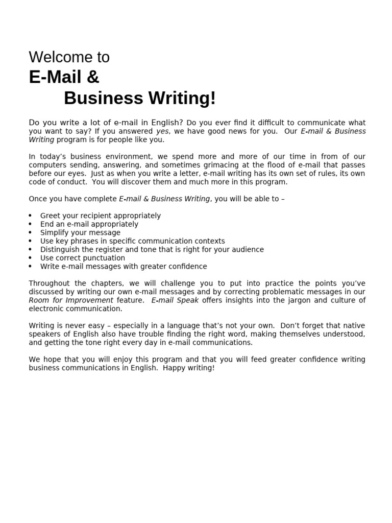 Email & Business Writing | PDF | Communication | Memorandum
