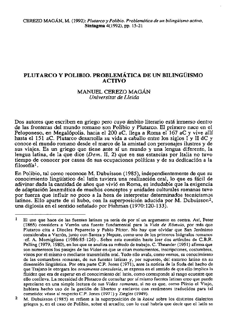 Plutarco y Polibio: Bilingüismo Activo | PDF | Plutarco | latín