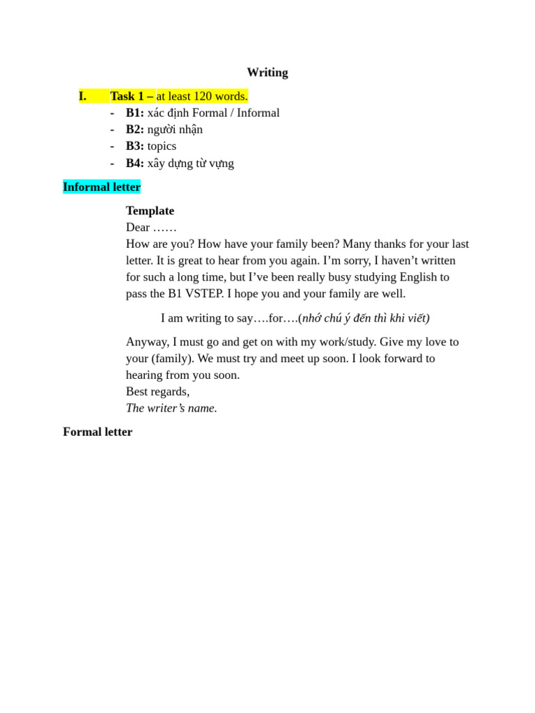 Writing Task Guidelines: Letters | PDF