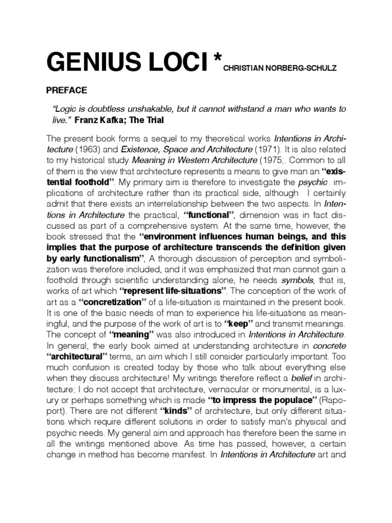Genius Loci | PDF | Phenomenology (Philosophy) | Space