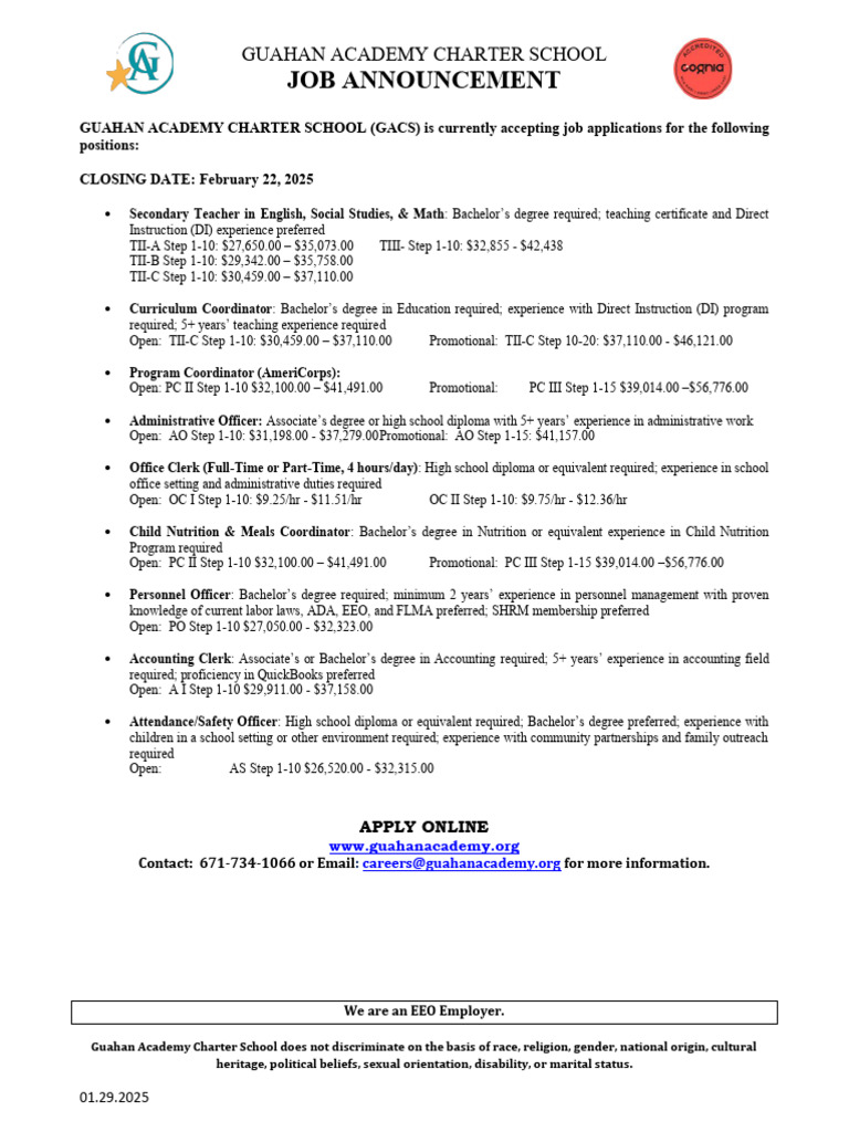 Job Announcements 1.29.25 | PDF