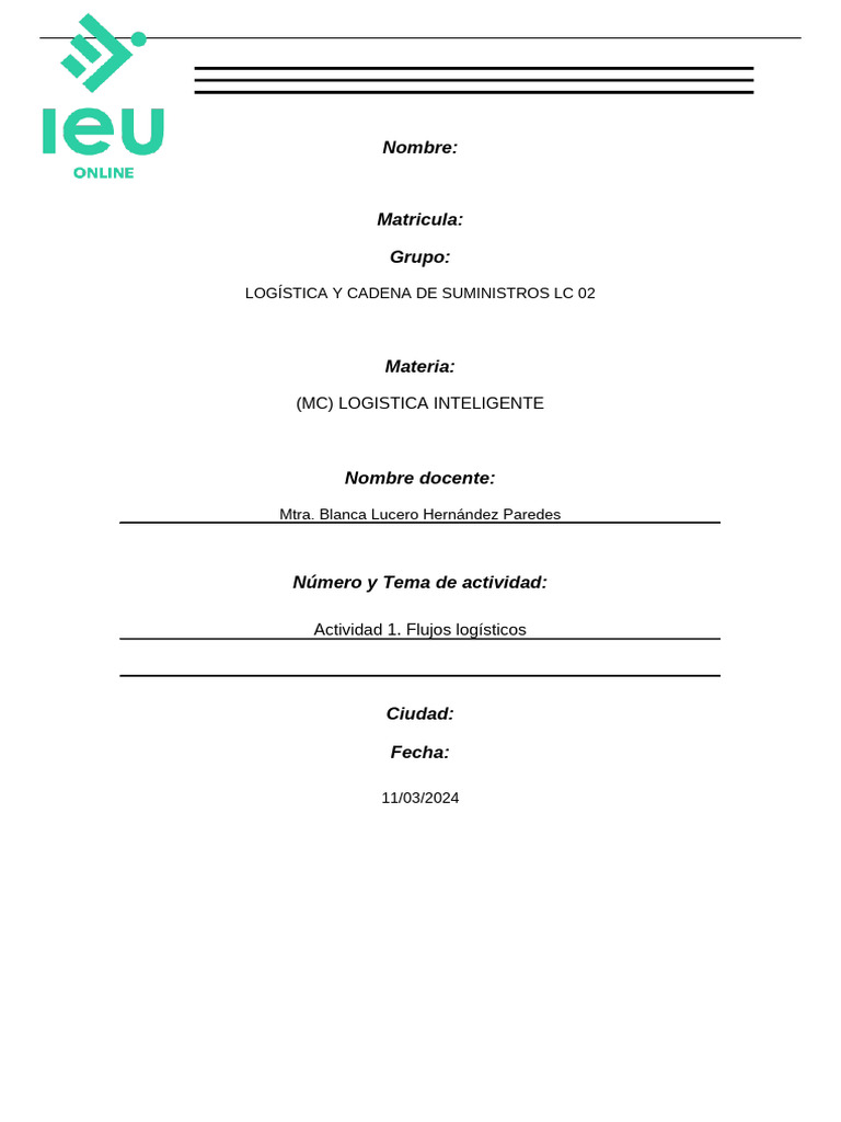 Actividad 1. Flujos Log Sticos | PDF