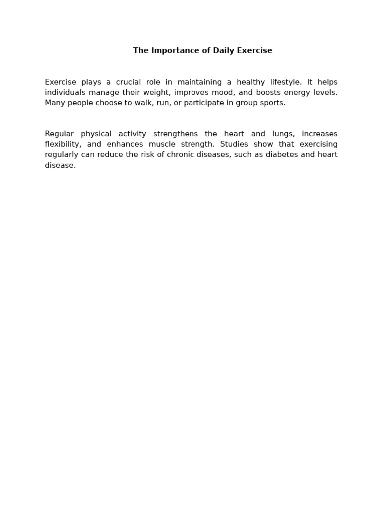 The Importance of Daily Exercise | PDF