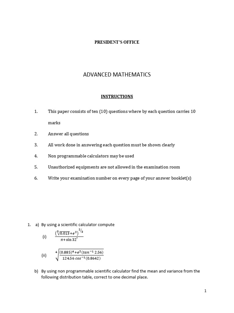 ADV MATH(1) | PDF | Equations | Mathematics