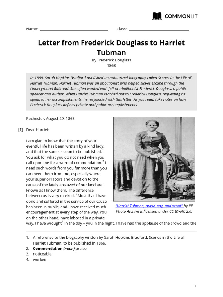 CASSANDRA FARMER - Letter - From - Frederick - Douglass - To - Harriet ...