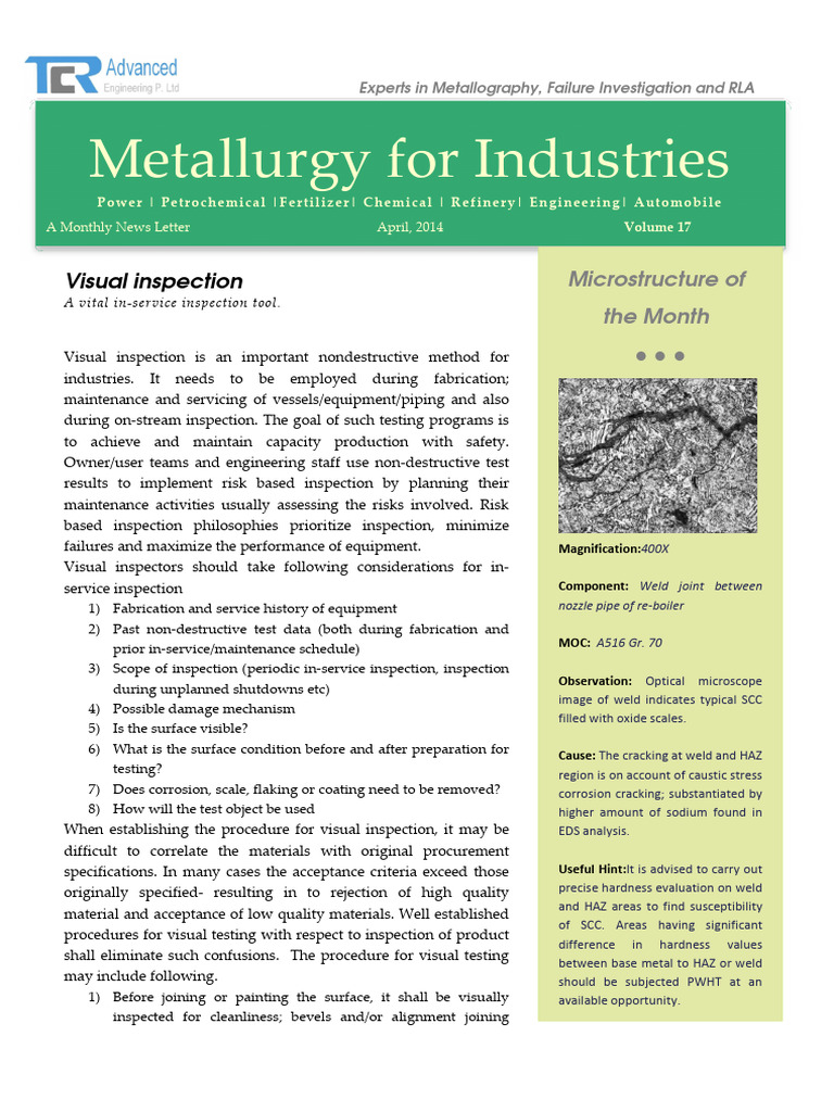 Metallurgy For Industries | PDF | Corrosion | Nondestructive Testing