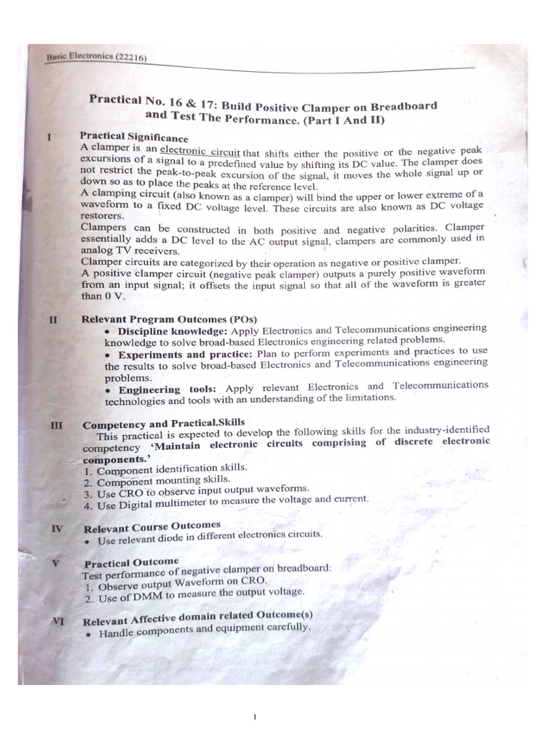 Basic Electronics Practical 16 To 23 | PDF