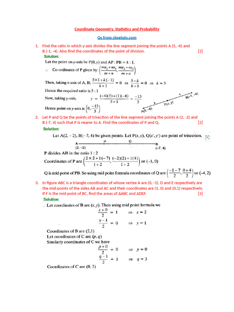 Coordinate Geo, Statistics and Probability | PDF | Probability | Triangle