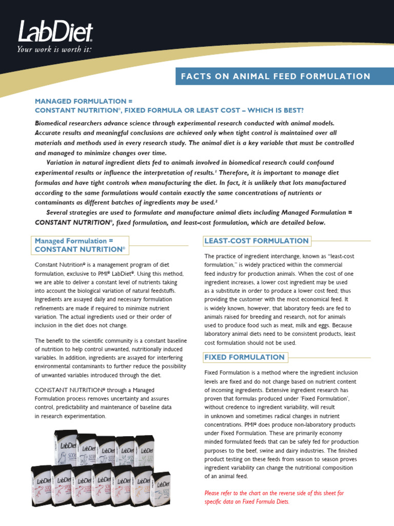 Lab Diet Facts On Feed Formulation Flyer | PDF | Flour | Nutrition