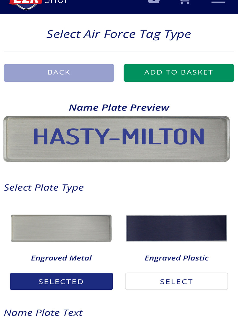 Air Force Name Plate Selector | PDF