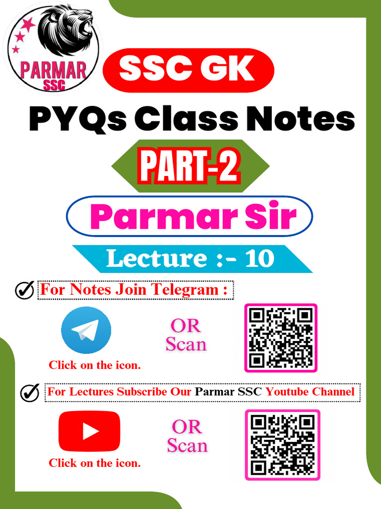 SSC GK Part 2 Class Notes | PDF