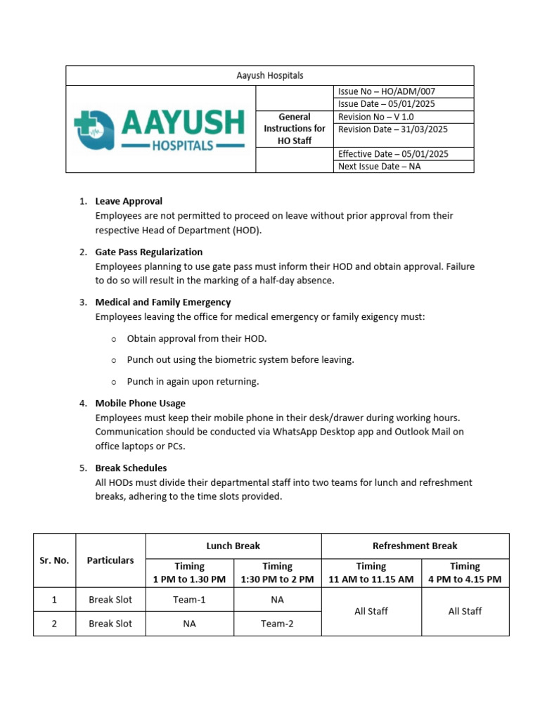 HO_ADM_007_General Instruction for HO Employees | PDF | Computing ...
