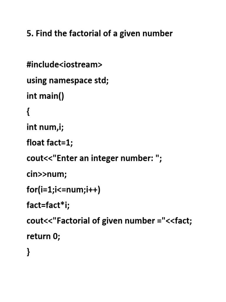 Factorial and Array Sum in C++ | PDF