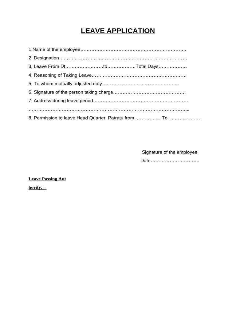 Leave Application Form - For Merge | PDF