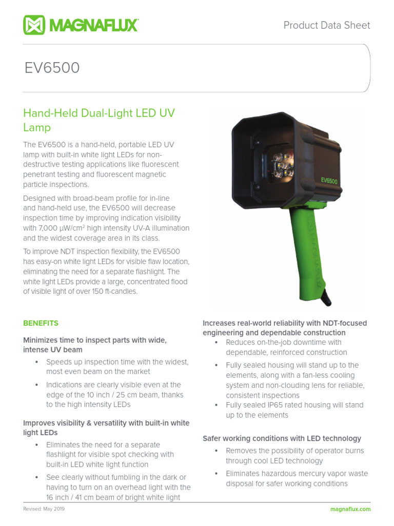 EV6500 UV Lamp Product Data Sheet | PDF | Ultraviolet | Light Emitting Diode