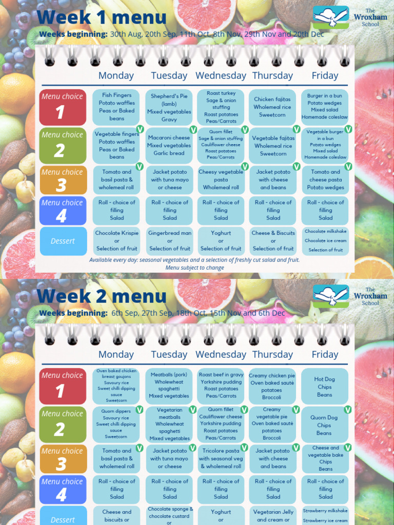 Wroxham Menu (1) | PDF | Salad | Pudding