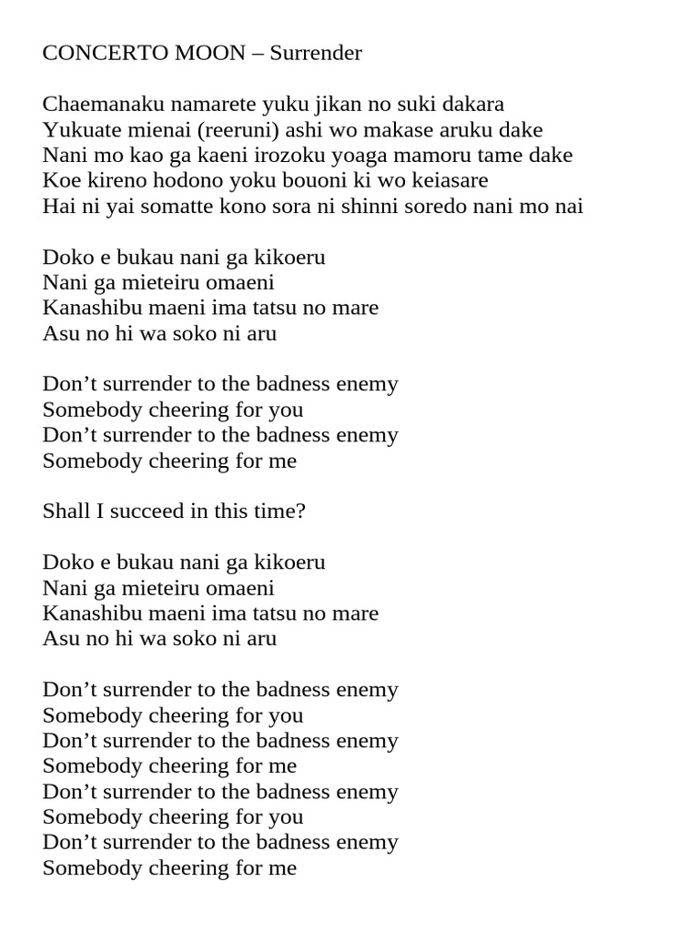 Concerto Moon - Surrender | PDF