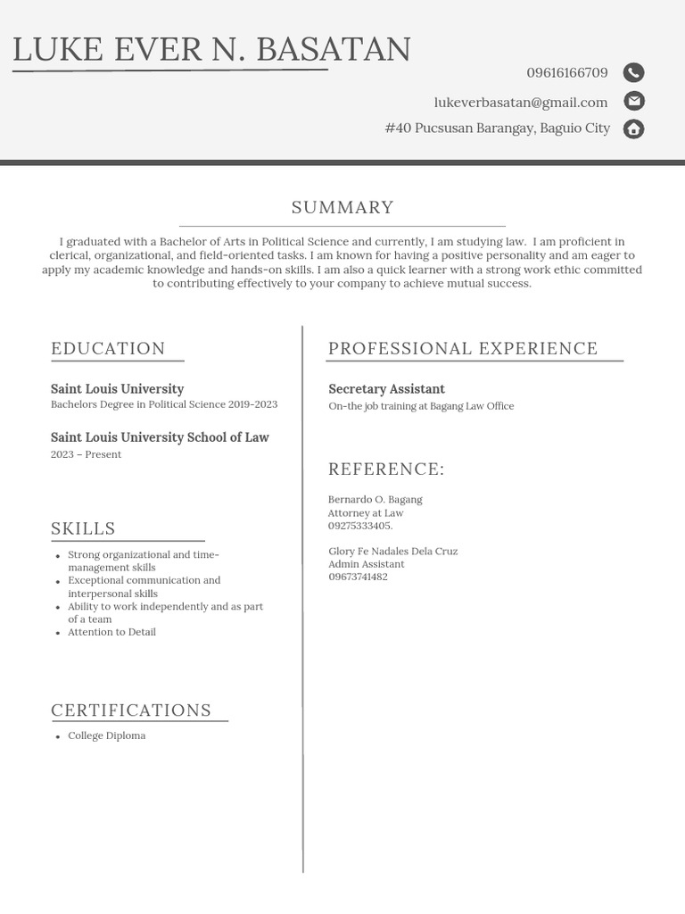 Gray and White Simple Clean Resume | PDF