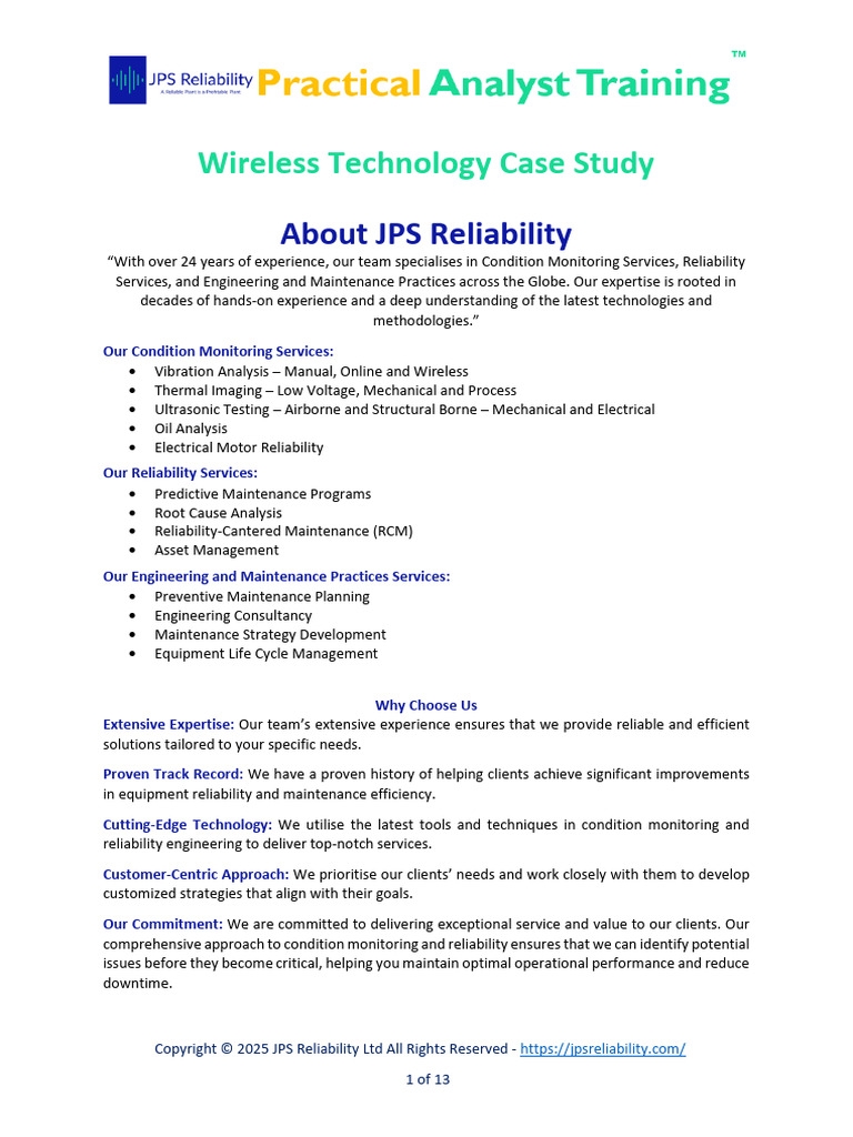 JPS Reliability Wireless Slow Speed Success 1738565290 | PDF | Bearing ...