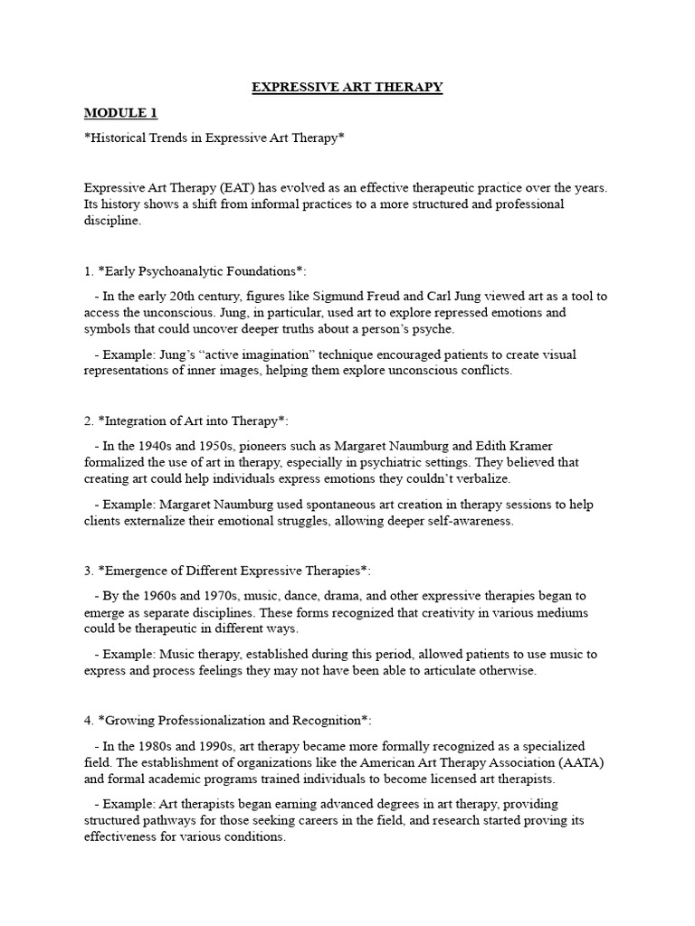 Expressive Art Therapy Notes | PDF | Art Therapy | Psychological Trauma