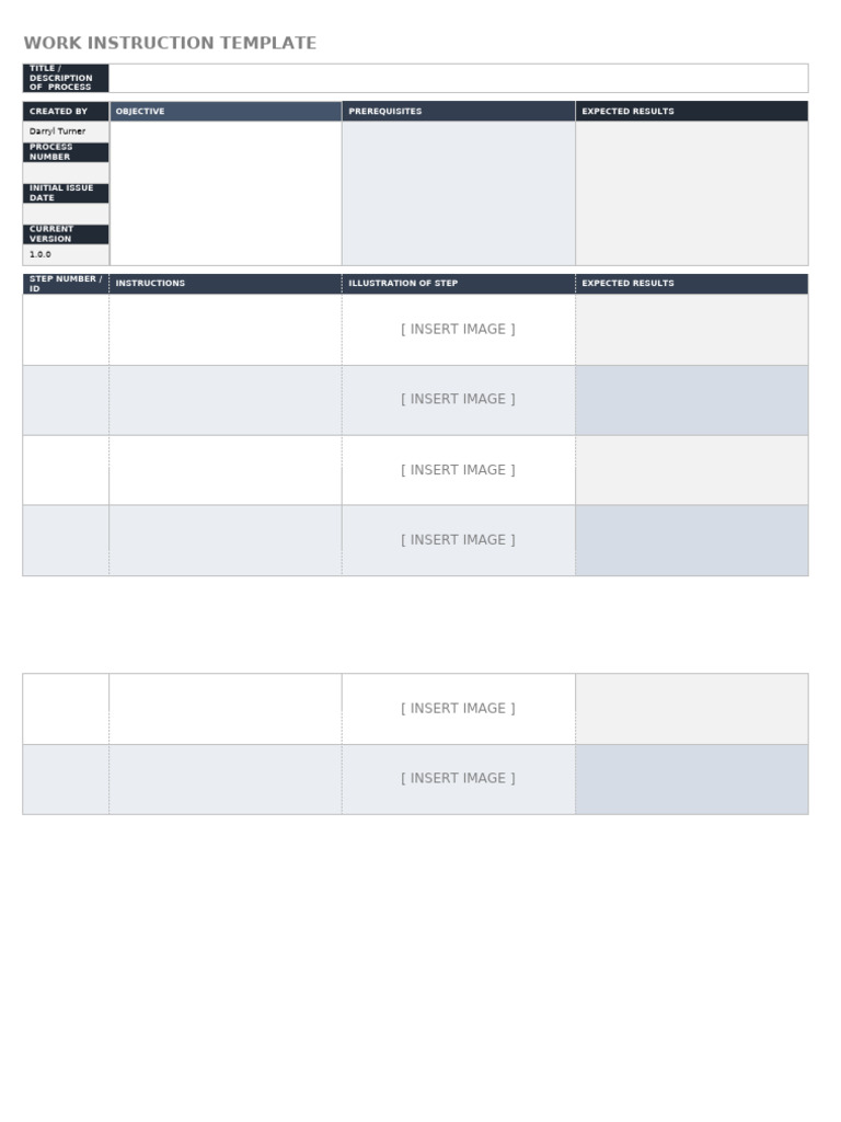 Work Instruction Template Guide | PDF