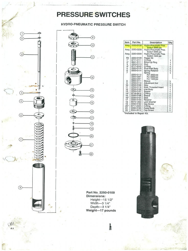 Pressure Switches Part Book | PDF