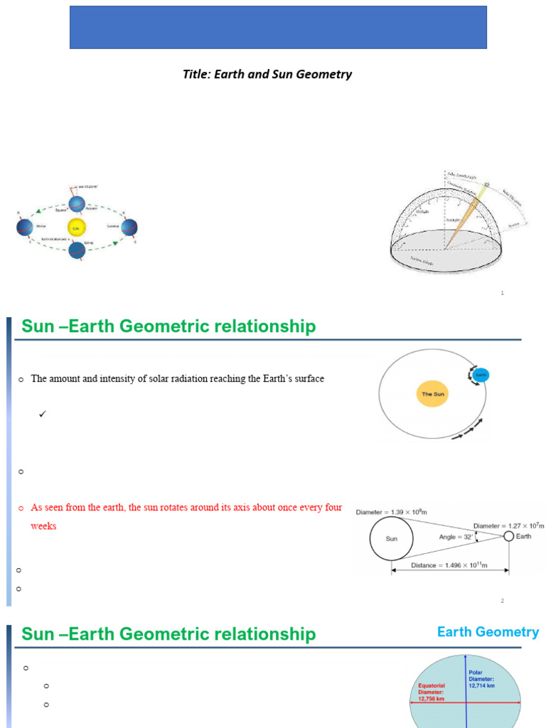 Earth And Sun Geometry Pdf Equator Sunset