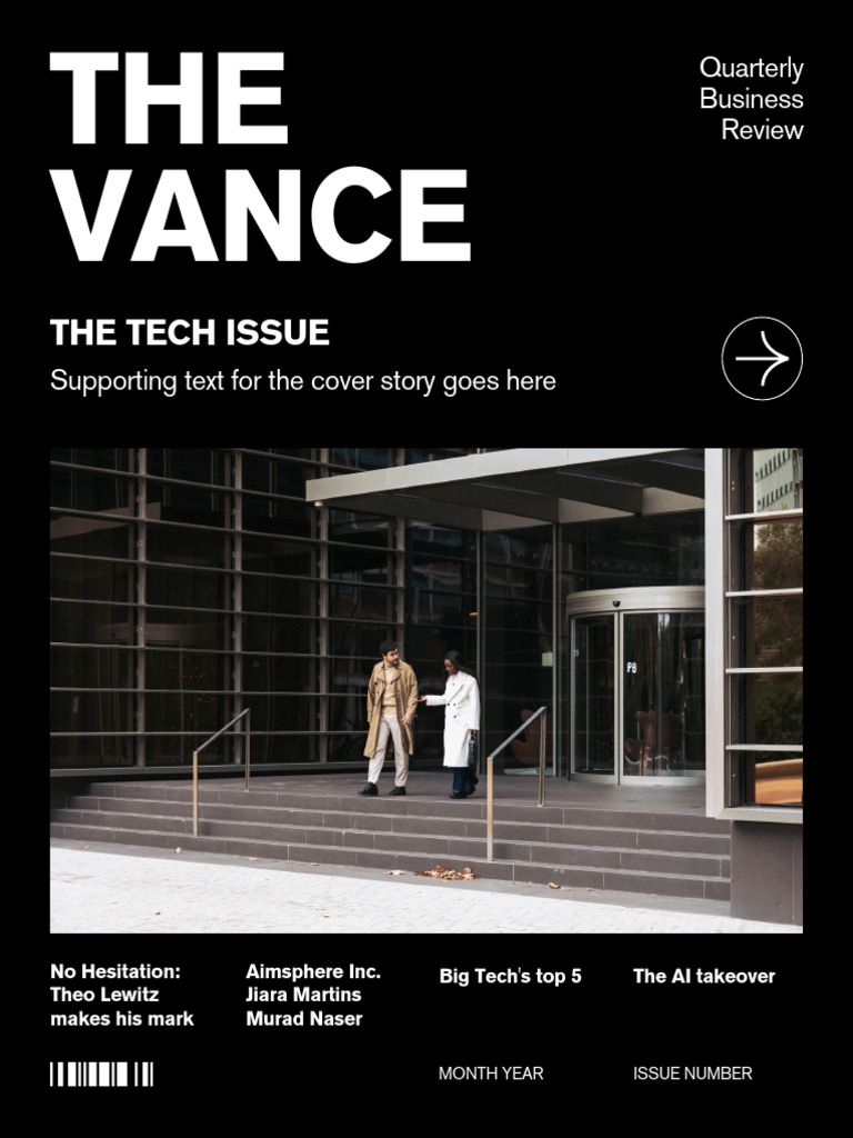 Editorial Business Magazine in Black Grey Light Green Minimal Type ...