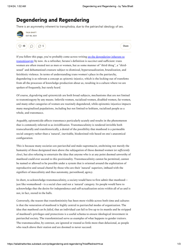 Transmasculinity and Patriarchal Dynamics | PDF | Patriarchy | Transgender