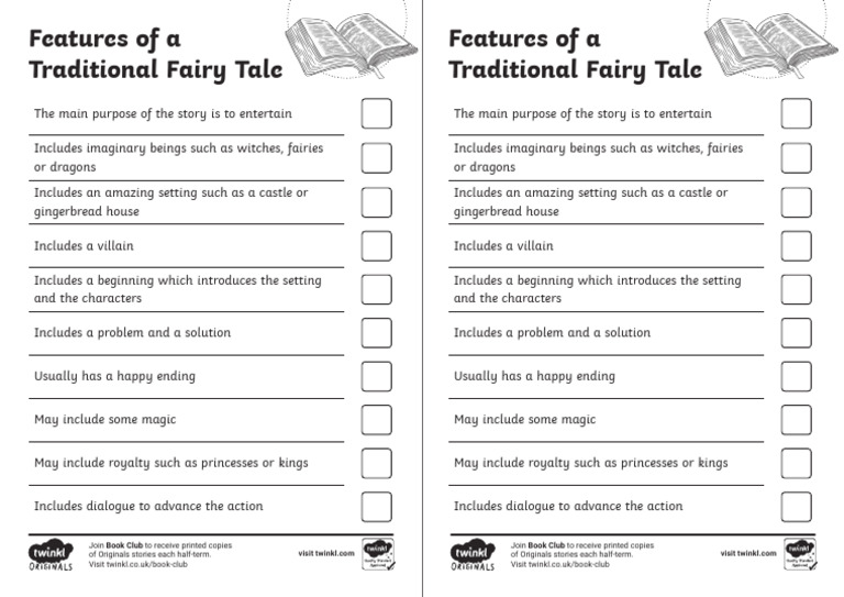T e 2551587 Features of A Traditional Fairy Tale Checklist - Ver - 1 | PDF