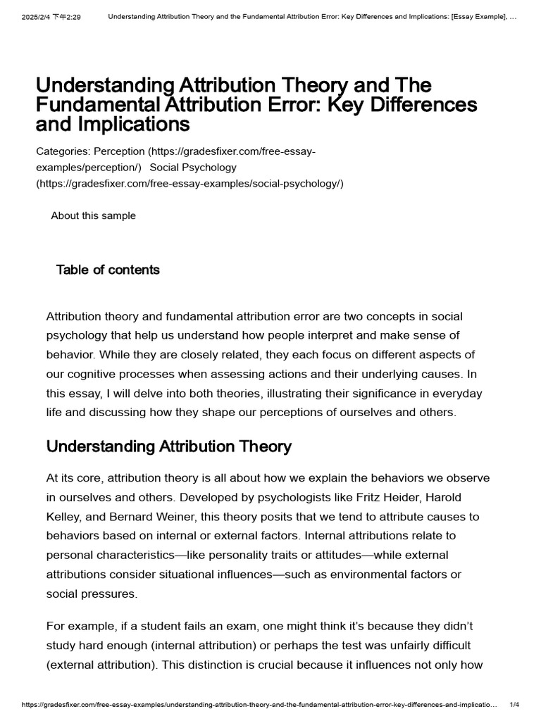 Understanding Attribution Theory and The Fundamental Attribution Error ...