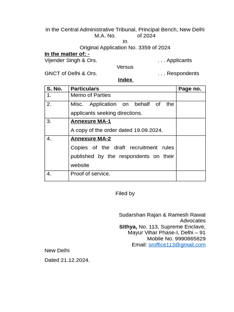 Application For Interim Directions of RR | PDF | Affidavit | Legal ...