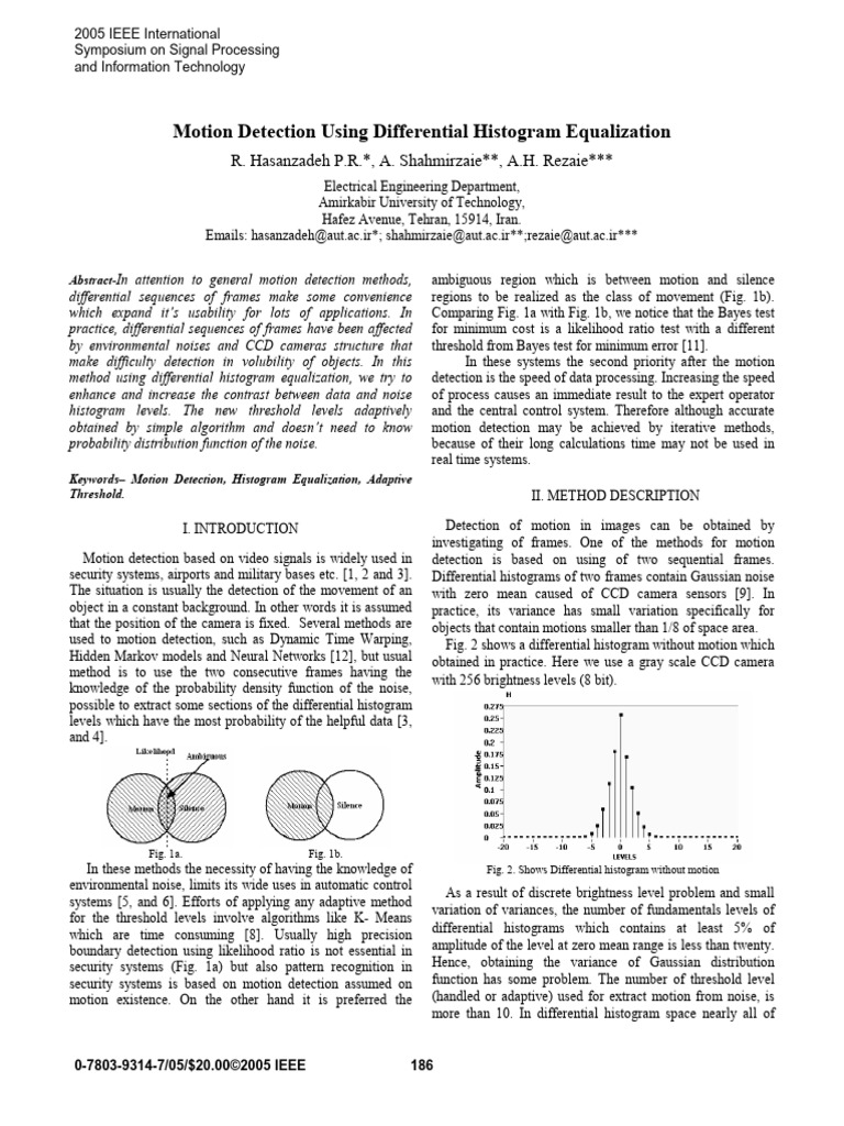 Motion Detection Using Differential Histogram Equalization | PDF