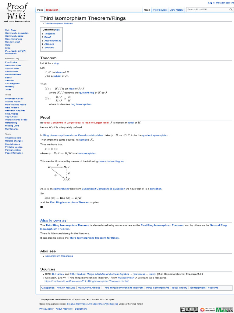 Third Isomorphism Theorem - Rings | PDF | Abstract Algebra | Algebra
