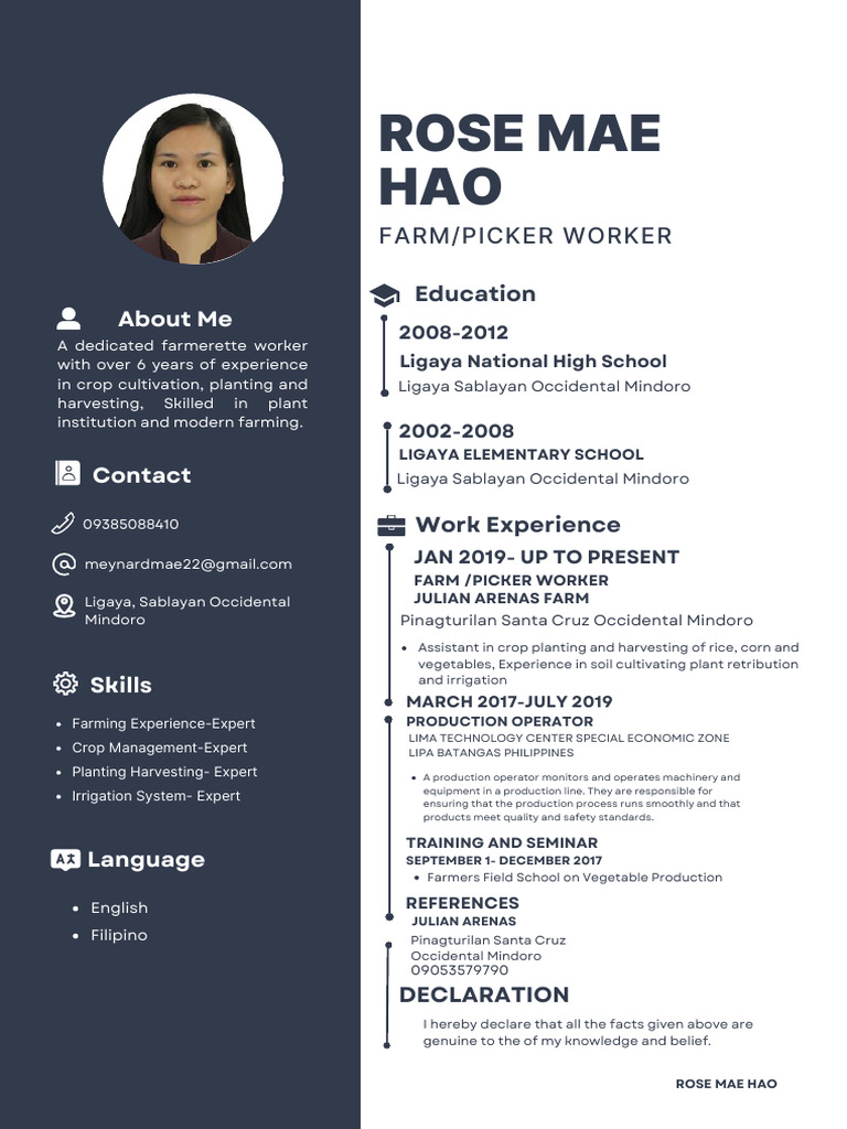 Modern Minimalist CV Resume | PDF | Agriculture | Agronomy